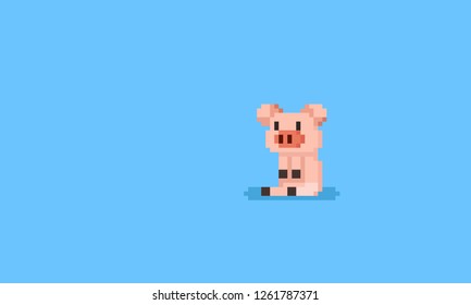 Pixel Sitting Pig8bit Stock Vector (Royalty Free) 1261787371 | Shutterstock
