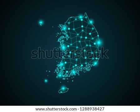 Pixel South Korea Map Light Effect Stock Vector (Royalty Free ...
