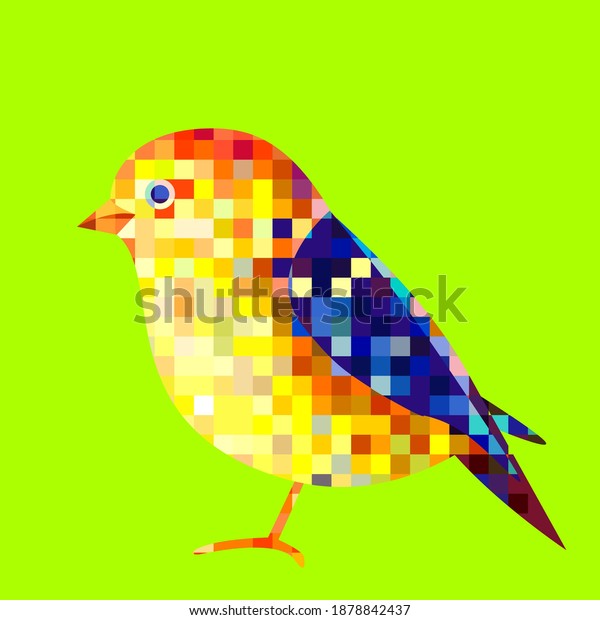 Pixel Sparrow Bird Square Color Vector Stock Vector (Royalty Free ...