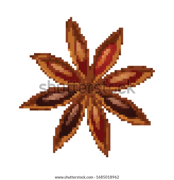Pixel Star Anise Isolated On White Stock Vector (Royalty Free ...