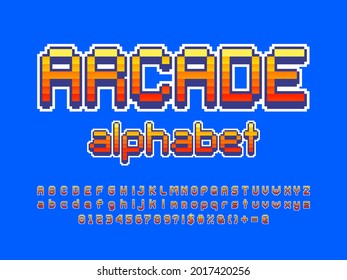 Pixel Style Font Uppercase Lowercase Numbers Stock Vector (Royalty Free ...