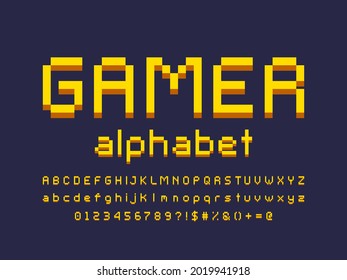 Pixel Style Font Uppercase Lowercase Numbers Stock Vector (Royalty Free ...