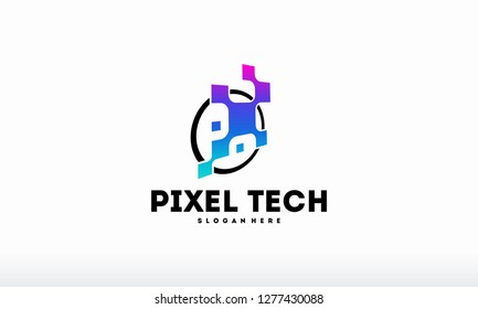 Pixel Technology Logo Designs Concept Vector Stock Vector (Royalty Free ...