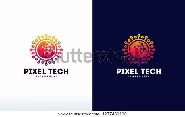 Pixel Technology Logo Designs Concept Vector Stock Vector (Royalty Free ...