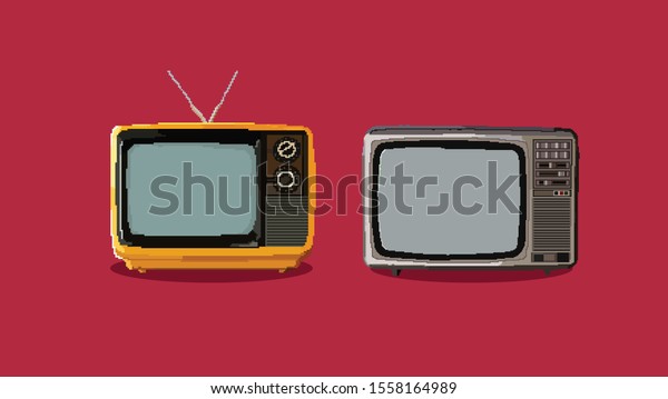 Vektor Stok Pixel Television Set8 Bit Art (Tanpa Royalti) 1558164989 ...