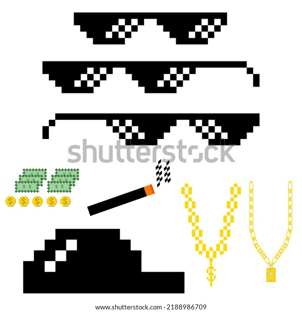 Pixel Thug Life Style Suit Gold Stock Vector (Royalty Free) 2188986709 ...