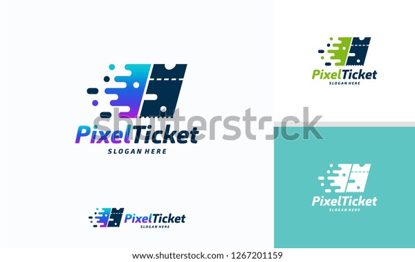 Pixel Ticket Logo Designs Concept Vector Stock Vector (Royalty Free ...