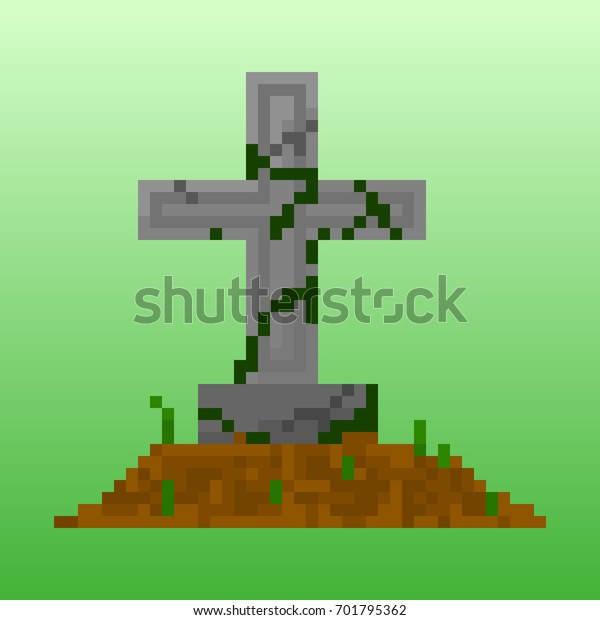 Pixel Tombstone Games Applications Scenery Halloween Stock Vector ...