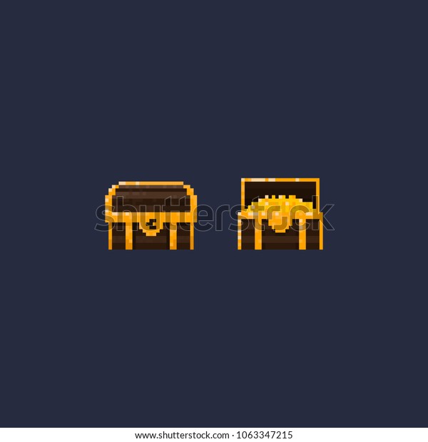 Pixel Treasure Chestclose Open Chest Gold Stock Vector (Royalty Free ...