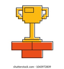 Pixel Trophy Prize Game Brick Wall Stock Vector (Royalty Free ...