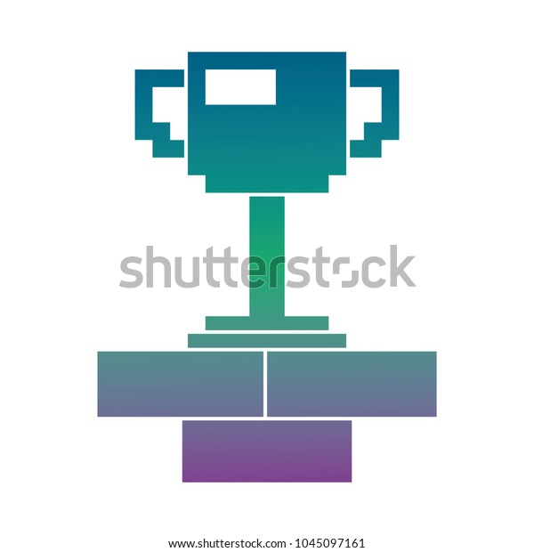 Pixel Trophy Prize Game Brick Wall: vector de stock (libre de regalías ...