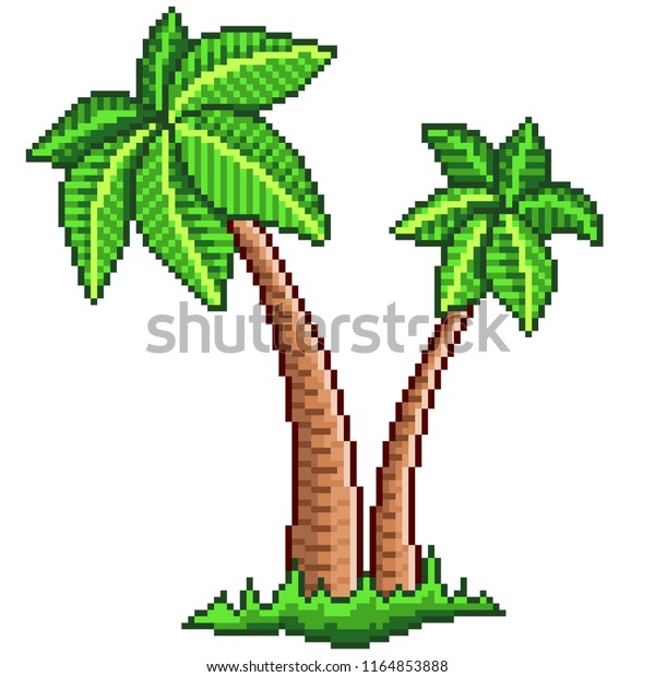 Pixel Two Palm Trees Detailed Isolated Stock Vector (Royalty Free ...