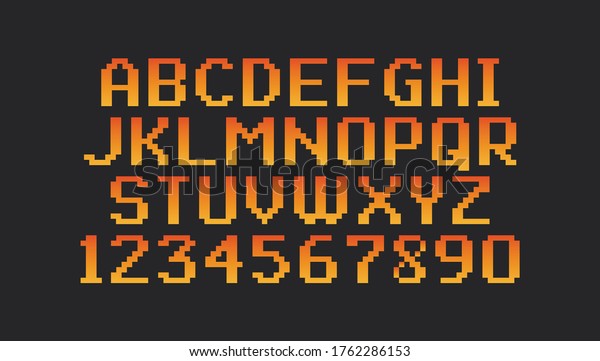 Pixel Vintage Font Isolated On Black Stock Vector (Royalty Free) 1762286153