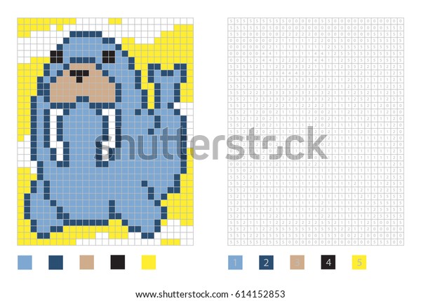 Pixel Walrus Cartoon Coloring Page Numbered Stock Vector (Royalty Free ...