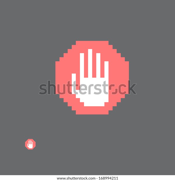 Pixel Warning Symbol Icon Stop Isolated Stock Vector (Royalty Free ...