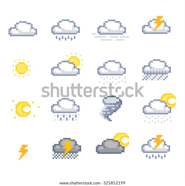 Pixel Weather Icons: стоковая векторная графика (без лицензионных ...