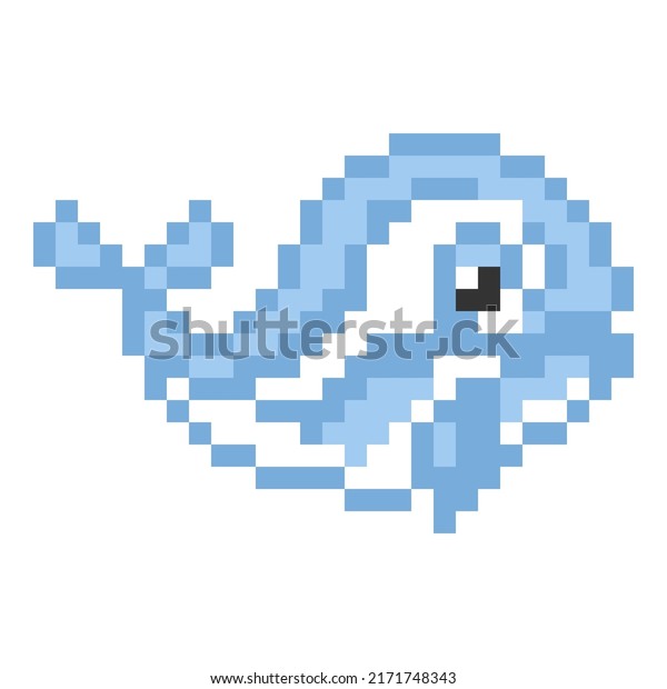 Pixel Whale Cartoon Vector Illustration: เวกเตอร์สต็อก (ปลอดค่า ...