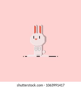 Pixel White Rabbit8 Bit Animal Vector: vetor stock (livre de direitos ...