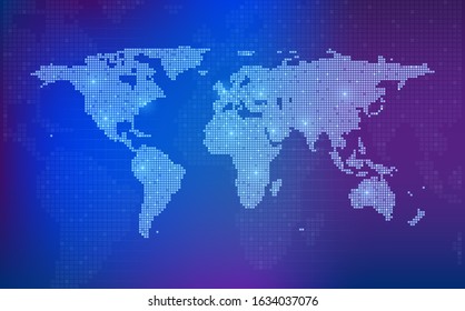 Pixel World Map Light Effects Stock Vector (Royalty Free) 1634037076 ...