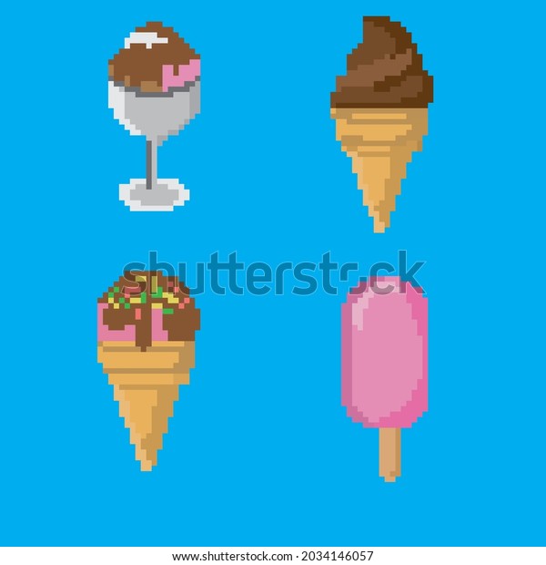 Pixelart 8bit Illustration Ice Cream Stock Vector (Royalty Free ...