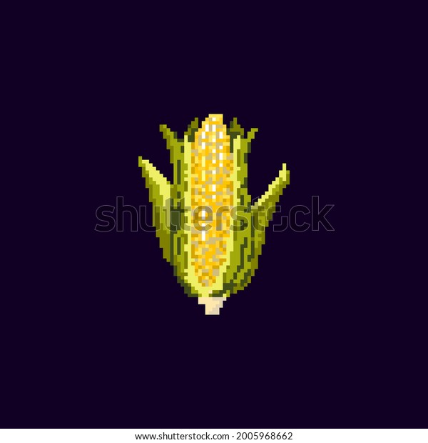 Pixelart Corn Whole Corn On Blue Stock Vector (Royalty Free) 2005968662 ...