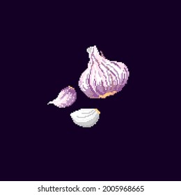 Pixelart Garlic Slice Garlic Whole Garlic Stock Vector (Royalty Free ...