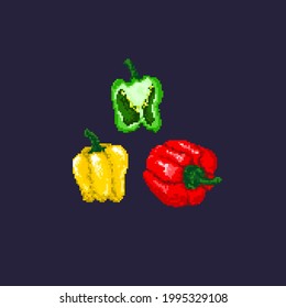 Pixelart Pepper Slice Pepper Whole Pepper Stock Vector (Royalty Free ...