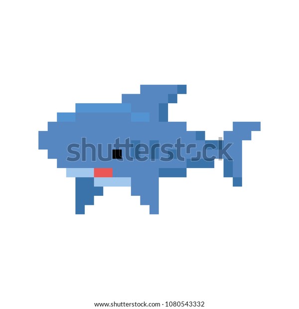 Pixelated Cartoon Shark Isolated Vector Illustration Stock Vector ...