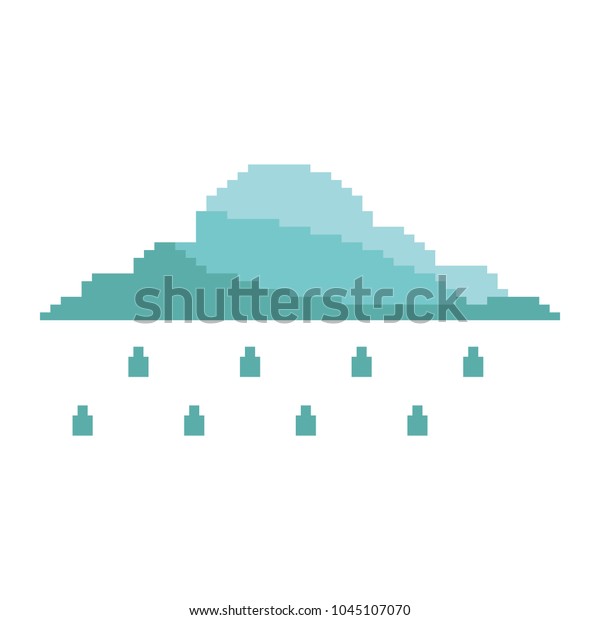 Pixelated Cloud Rainy Weather Temperature Stock Vector (Royalty Free ...