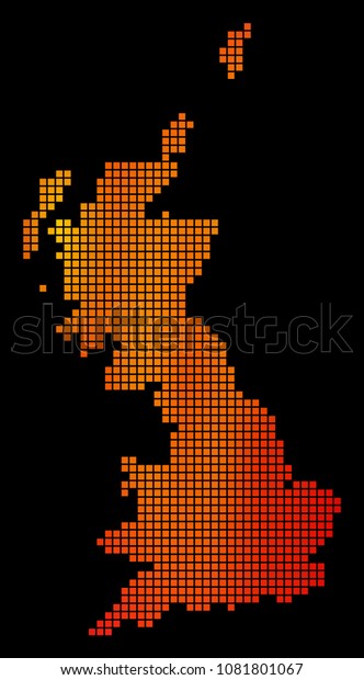 Pixelated Orange Great Britain Map Vector Stock Vector (Royalty Free ...
