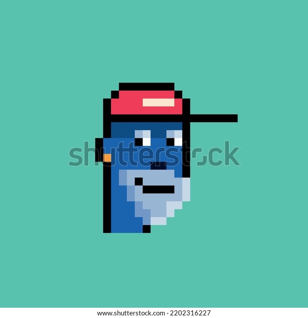 Pixelated Portrait Blue Man Red Cap Stock Vector (Royalty Free ...