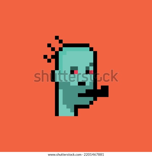Pixelated Portrait Green Man Pipe His Stock Vector (Royalty Free ...