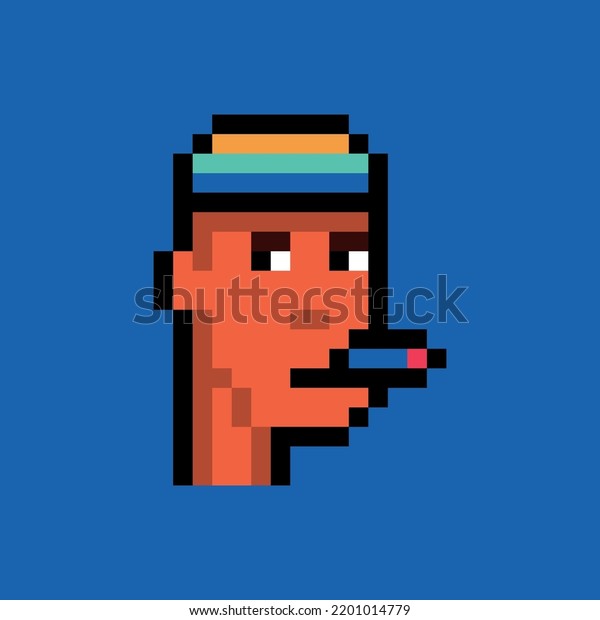 Pixelated Portrait Man Smoking Cigar Blue Stock Vector (Royalty Free ...