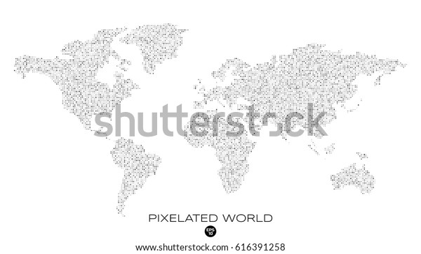 Pixelated World Map Noised Black White Stock Vector (Royalty Free ...