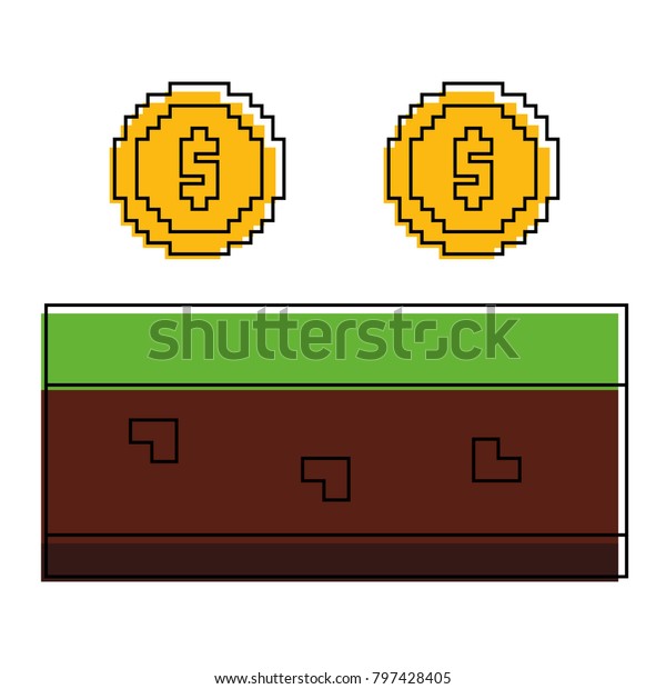 Pixeled Golden Coin Treasure Score Stock Vector (Royalty Free ...