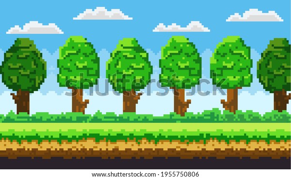 Pixelgame Background Pixel Art Game Scene Stock Vector (Royalty Free ...