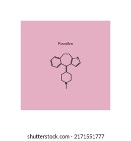 Pizotifen Molecule Flat Skeletal Structure Benzocycloheptene Stock ...