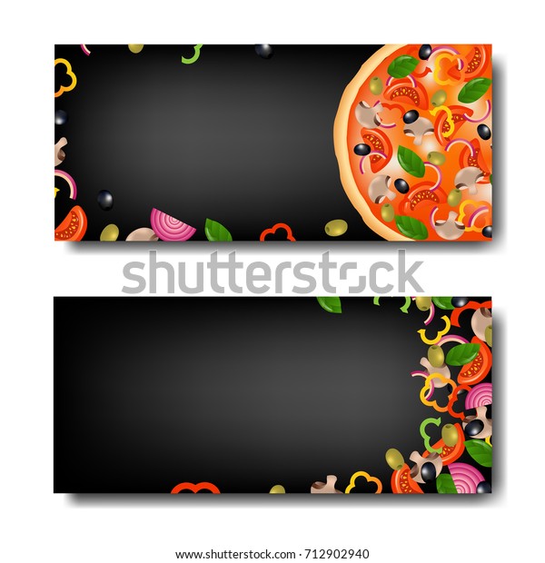 Pizza Banner Black Background Gradient Mesh Stock Vector (Royalty Free ...