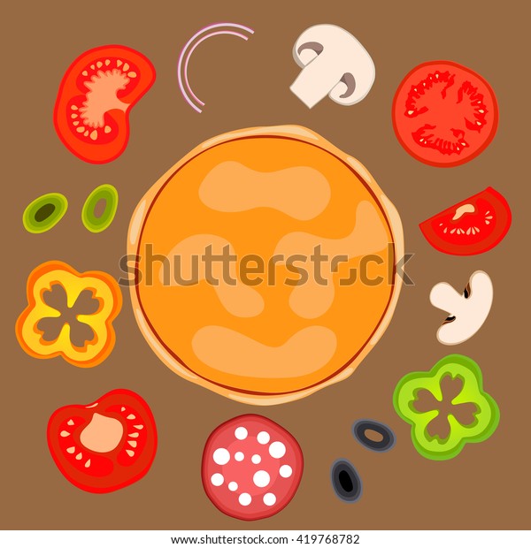 Pizza Base Toppings Onions Black Green Stock Vector (Royalty Free ...