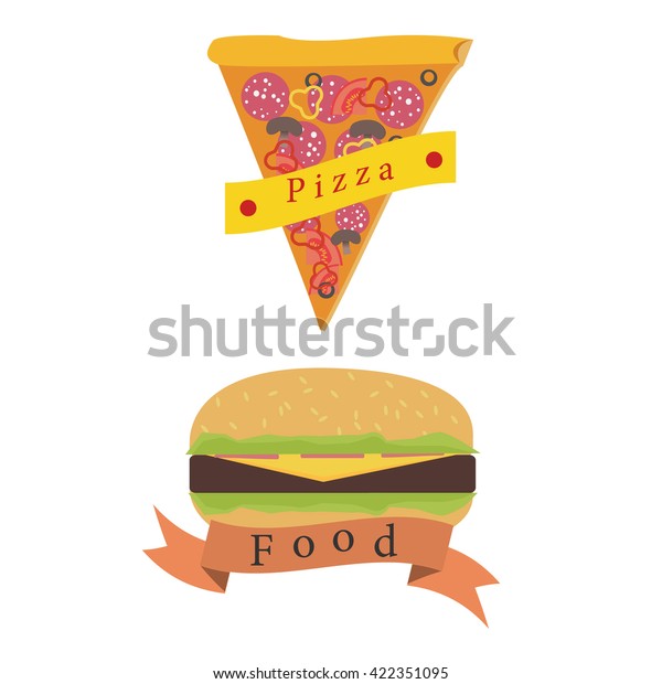 Pizza Burger Logo Design Template: เวกเตอร์สต็อก (ปลอดค่าลิขสิทธิ์ ...