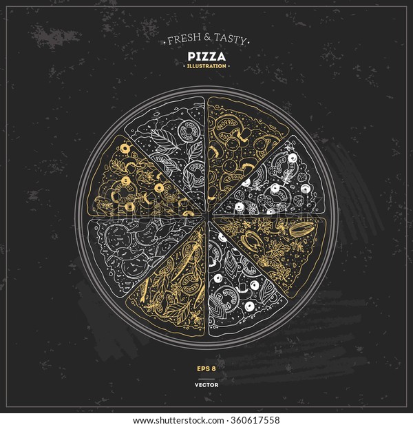 Pizza Chalkboard Design Template Vector Illustration Stock Vector ...