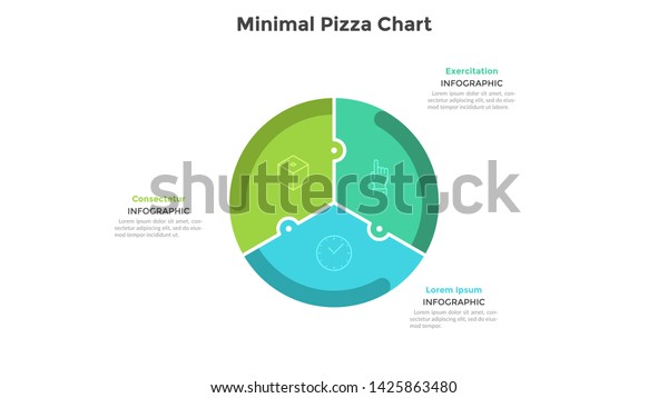 Gráfico de pizza dividido en 3 piezas o sectores de rompecabezas ...