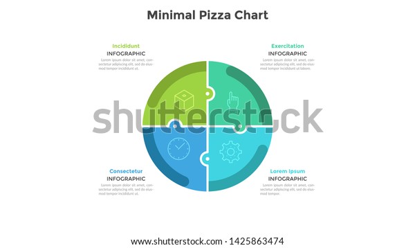 Pizza Chart Divided Into 4 Colorful Stock Vector (Royalty Free) 1425863474