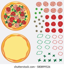 Pizza Components Pizza Applique Cut Out Stock Vector (Royalty Free ...