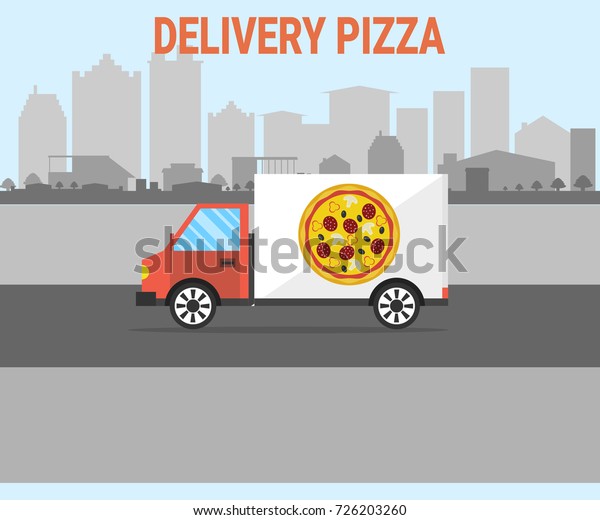 Pizza Delivery Van Vector Illustration Stock Vector (Royalty Free ...