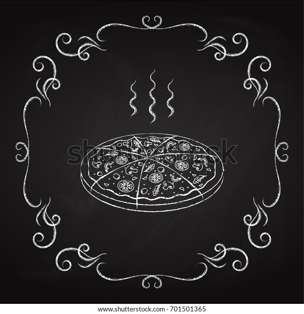 Pizza Drawn Chalk On Blackboard Icon Stock Vector (Royalty Free) 701501365