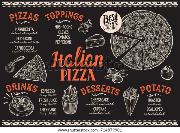 Pizza Food Menu Restaurant Cafe Design: เวกเตอร์สต็อก (ปลอดค่าลิขสิทธิ์ ...