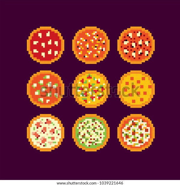 Pizza Icon Set Pixel Art Old Stock Vector (Royalty Free) 1039221646 ...