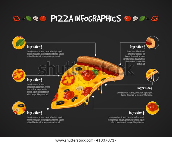 Pizza Infographics Vector Slice Cheesy Pizza Stock Vector (Royalty Free ...