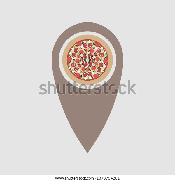 Pizza Location Pizza Symbol Pointing Map Stock Vector (Royalty Free ...